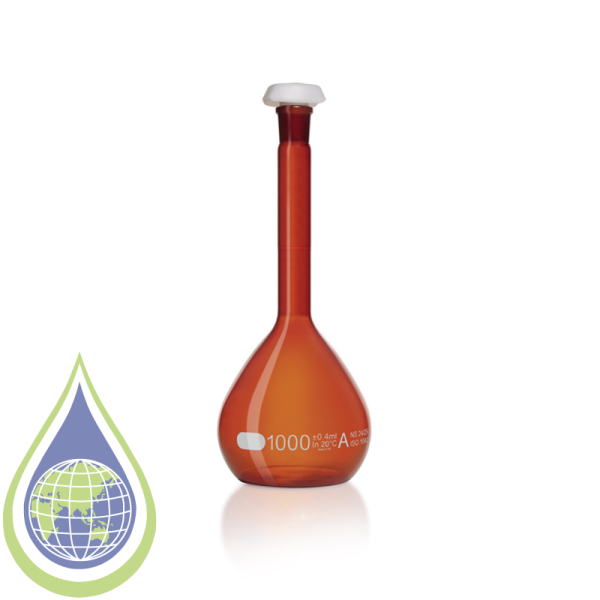 DURAN® Volumetric flask, amber coloured, white graduation, class AW ...