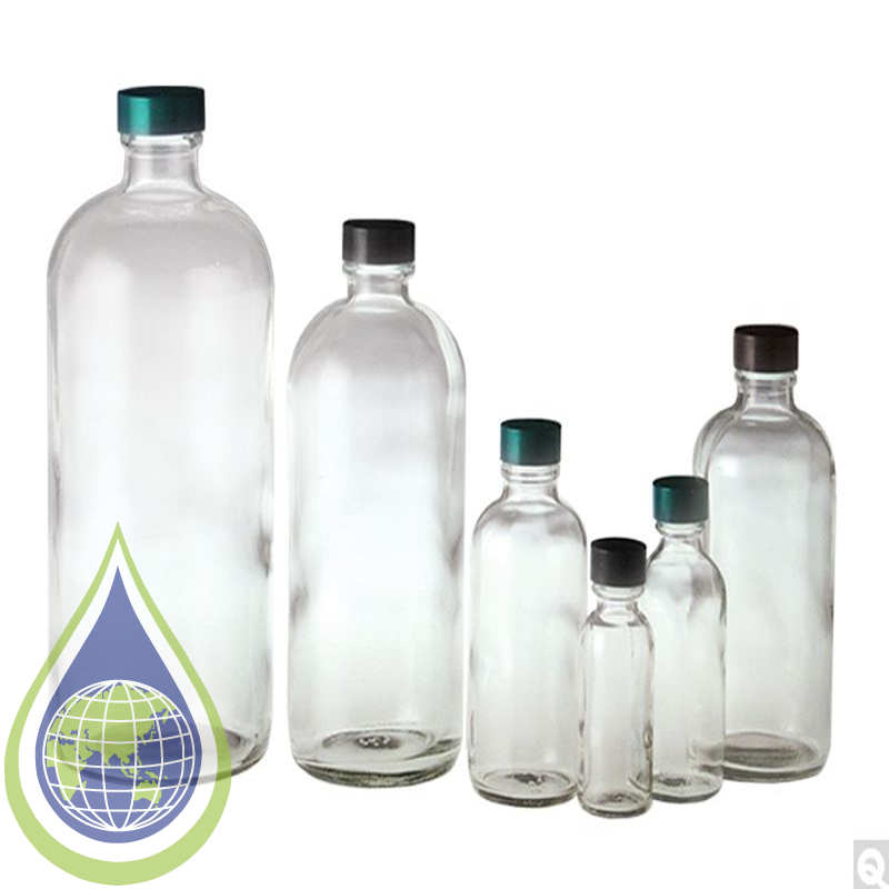 32oz (950ml) Clear Boston Round with 33-400 Black Phenolic Pulp ...